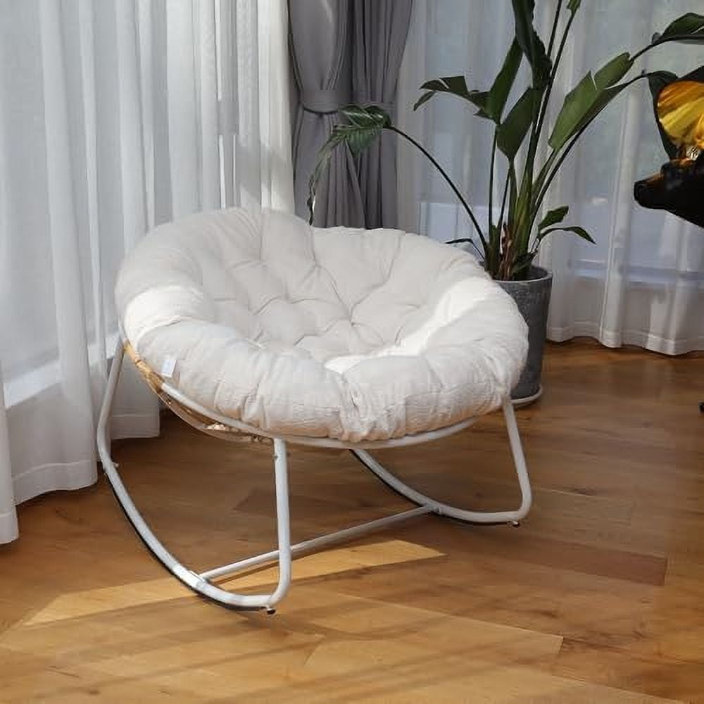 Outdoor Round Rocking Chair, Patio Wicker Egg Chair, Comfy Oversized ...