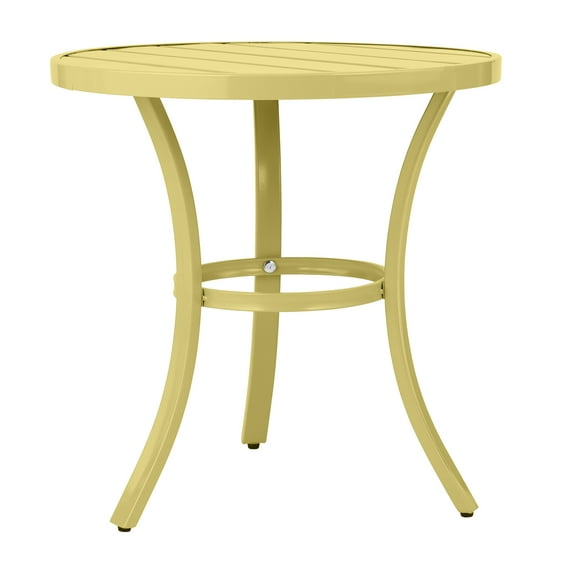 Outdoor Round Side Table, Light Yellow Powder-Coated Metal Frame ...