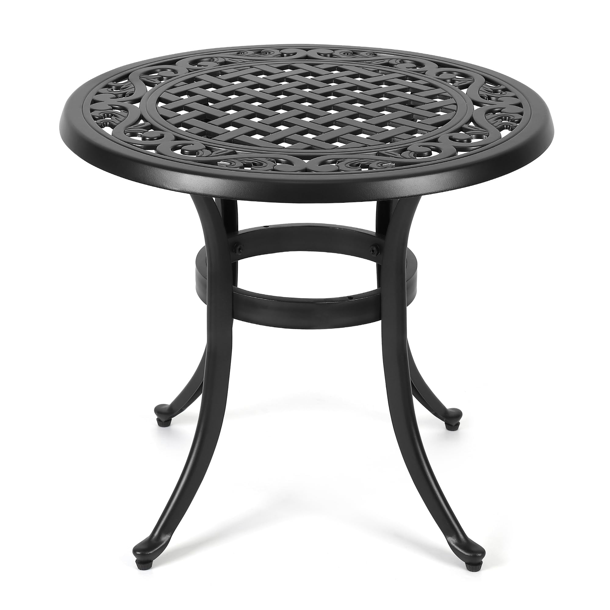 Outdoor Round Table 23.22 Inch Cast Aluminum, Adjustable Feet Bistro ...