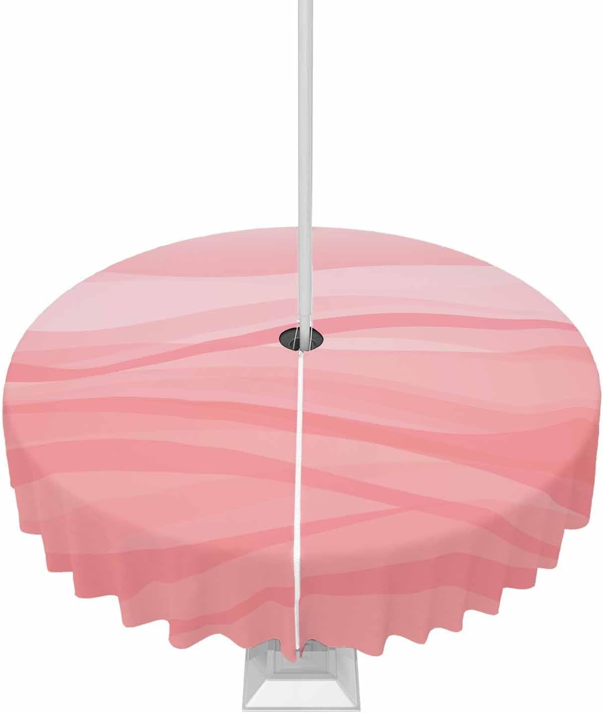 Outdoor Round Tablecloth with Umbrella Hole and Zipper, Pink Ombre ...