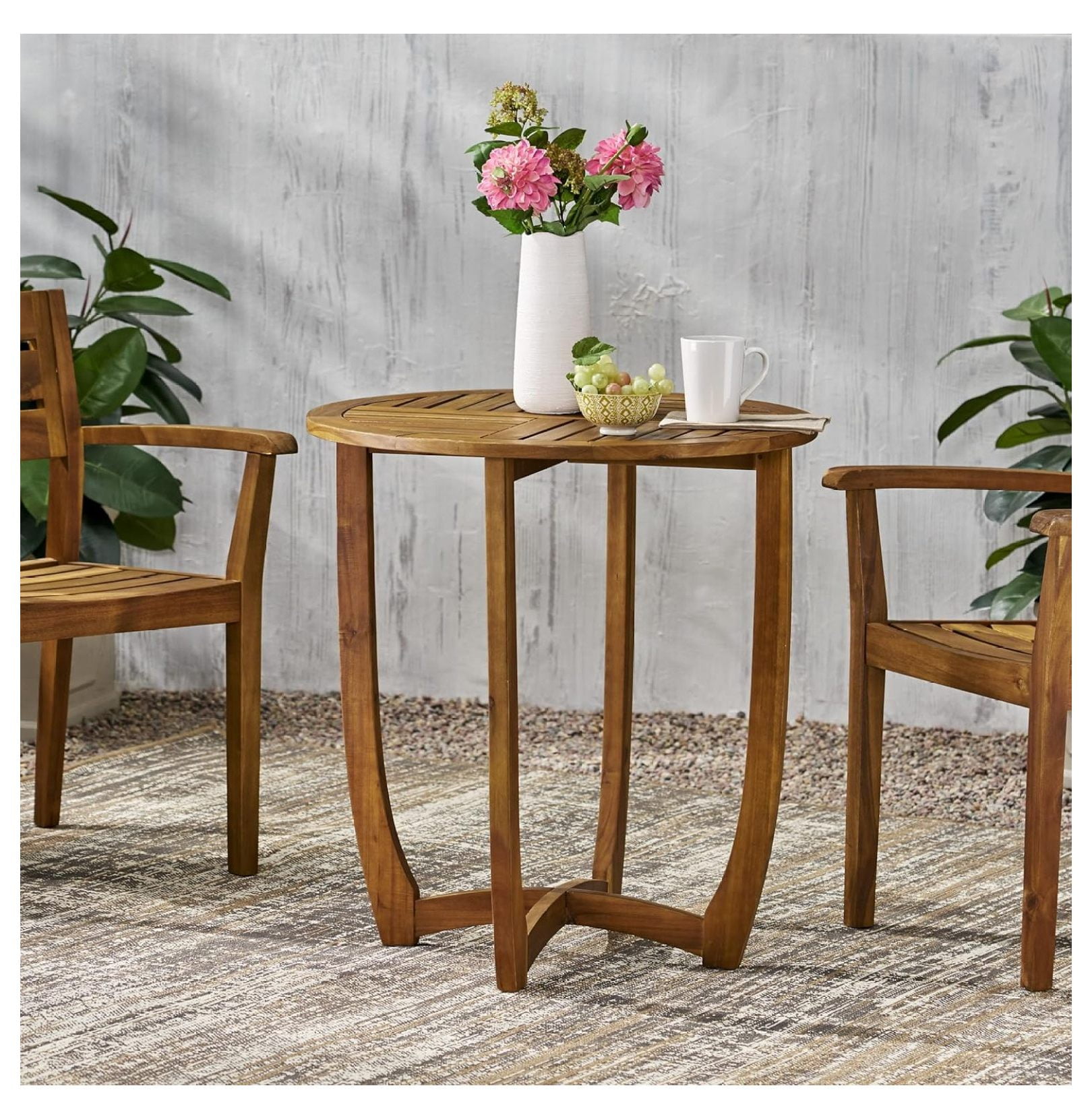 Outdoor Round Wood Accent Table, 27.5" Patio Bar Table, Small End ...