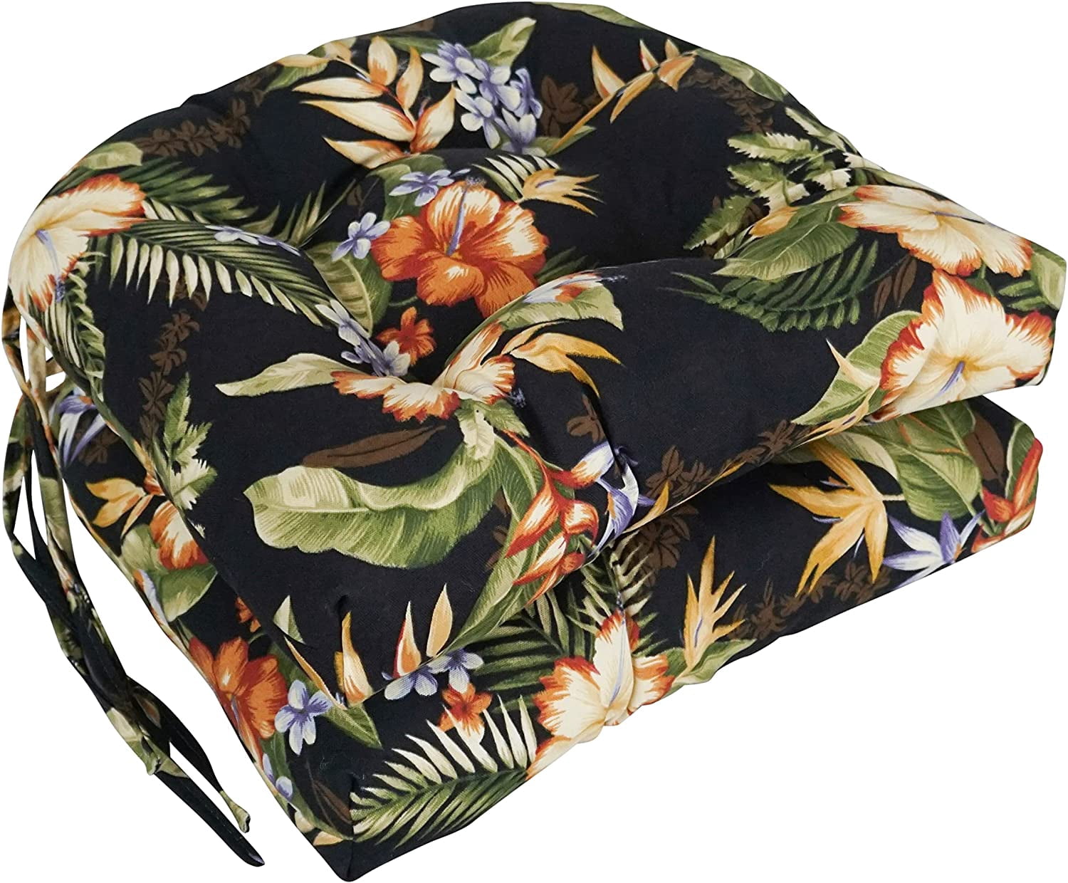 Outdoor Rounded Back Chair Cushion, 16" x 16", Freeport Ebony 2 Count ...