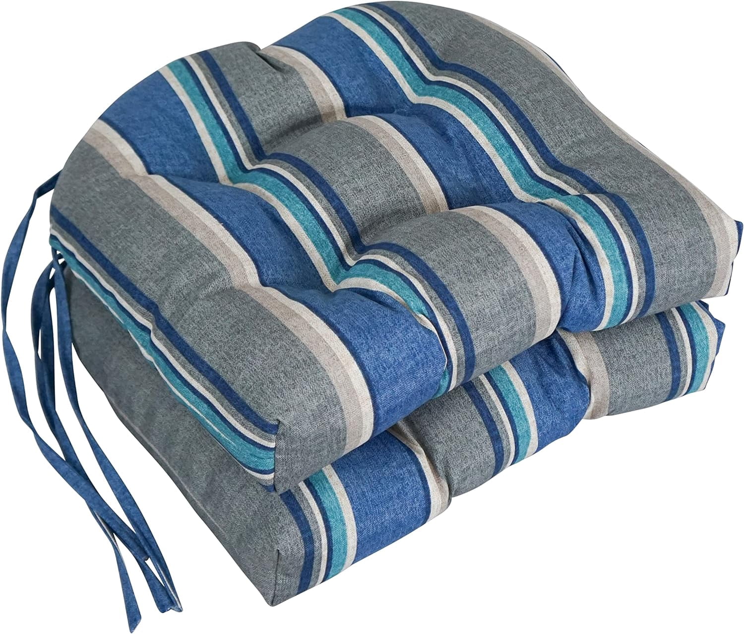 Outdoor Rounded Back Chair Cushion, 16" x 16", Sovaro Denim 2 Count ...