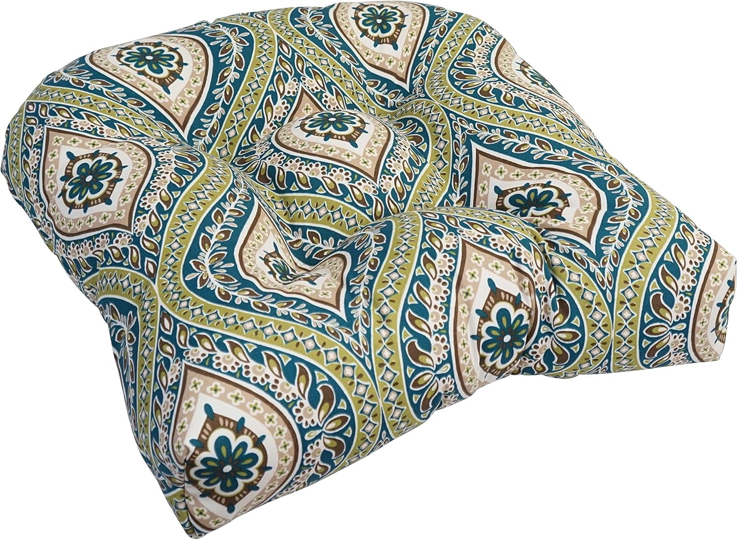 Outdoor Rounded Back Chair Cushion, 19" x 19", Jasmina Juniper ...