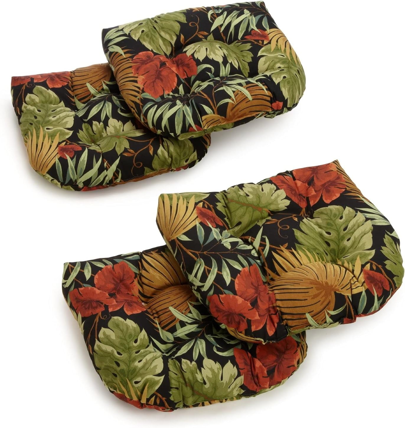 Outdoor Rounded Back Chair Cushion, 19" x 19", Tropique Raven 4 Count ...