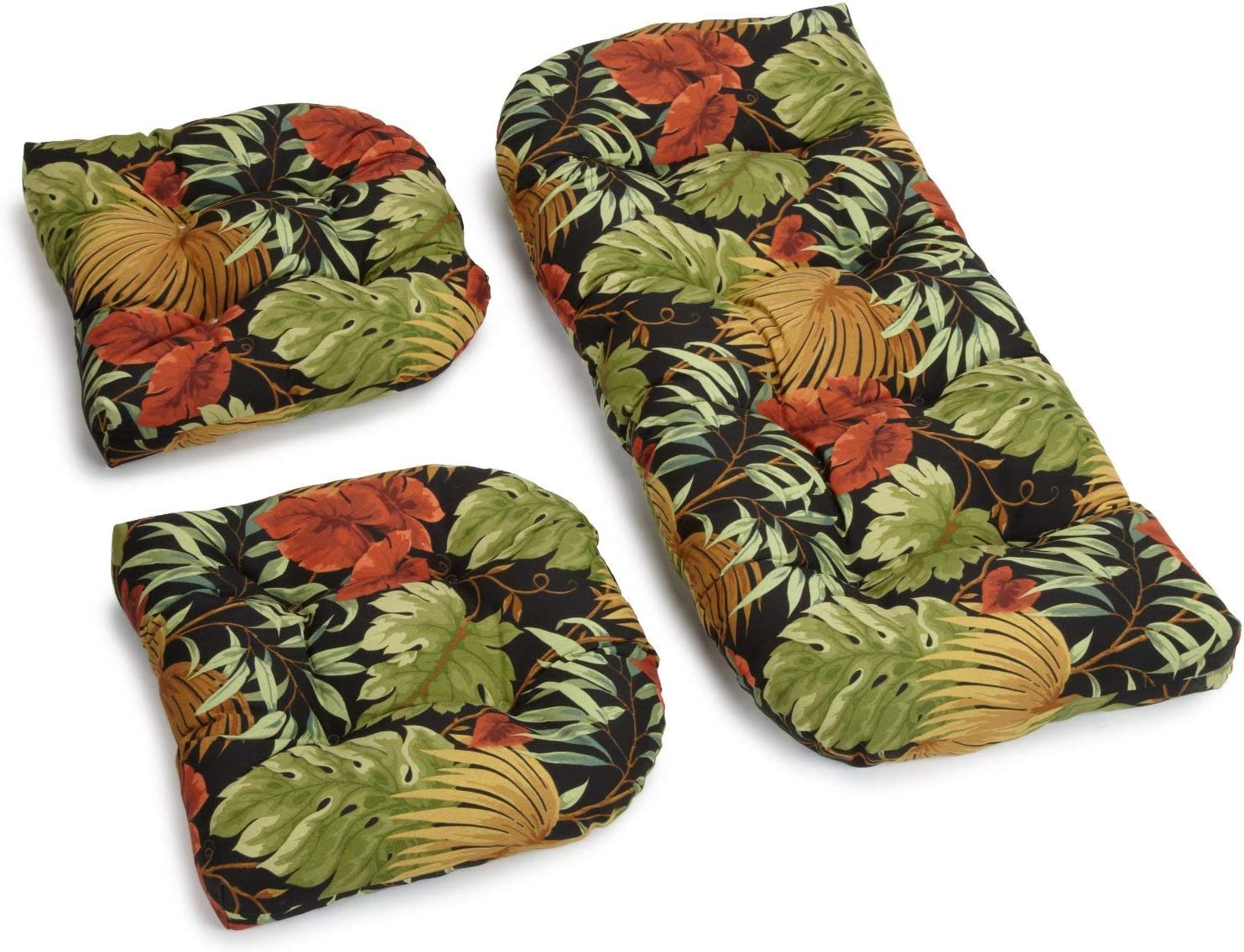 Outdoor Rounded Back Settee Cushion Set, 3 Piece Assortment, Tropique ...
