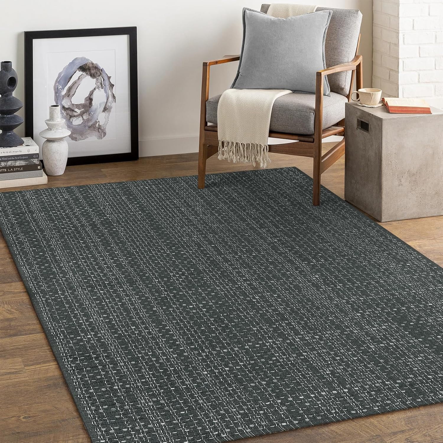 Outdoor Rug 4X6 Area Rug Washable Kitchen Rug Black and White Striped ...
