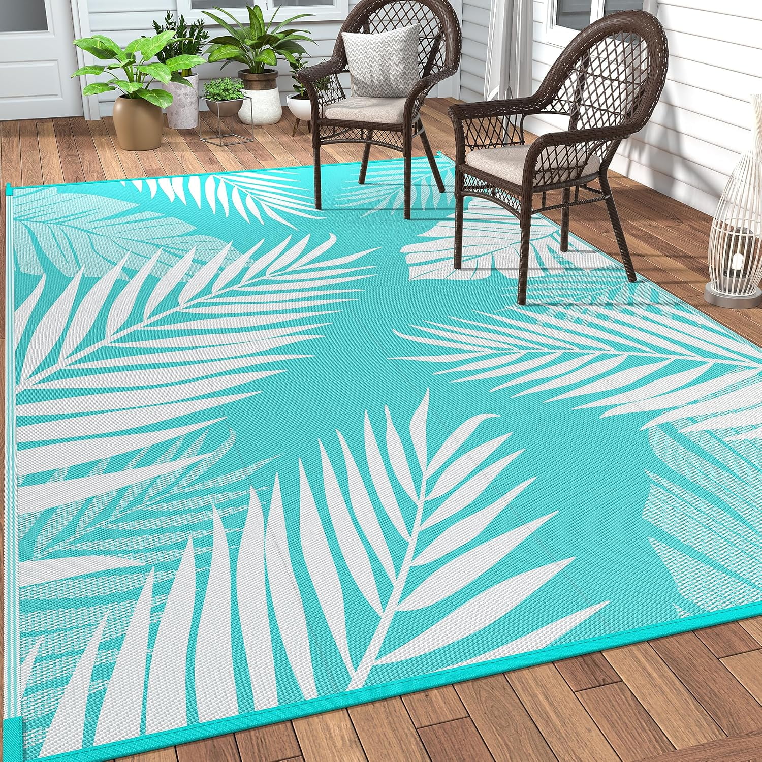 Outdoor Rug 5' x 8' Waterproof for Patios Clearance, Reversible Plastic ...