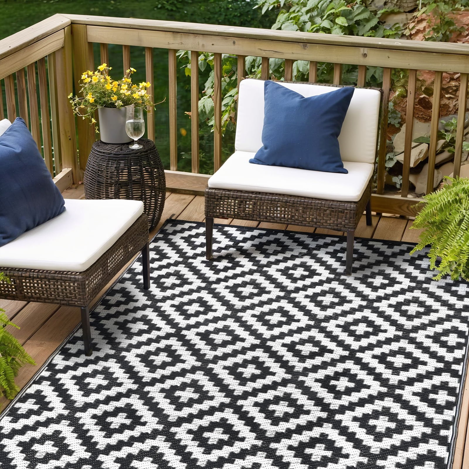 Outdoor Rug 5'x8' Waterproof Outdoor Rug for Patio Beach Picnic Garden ...