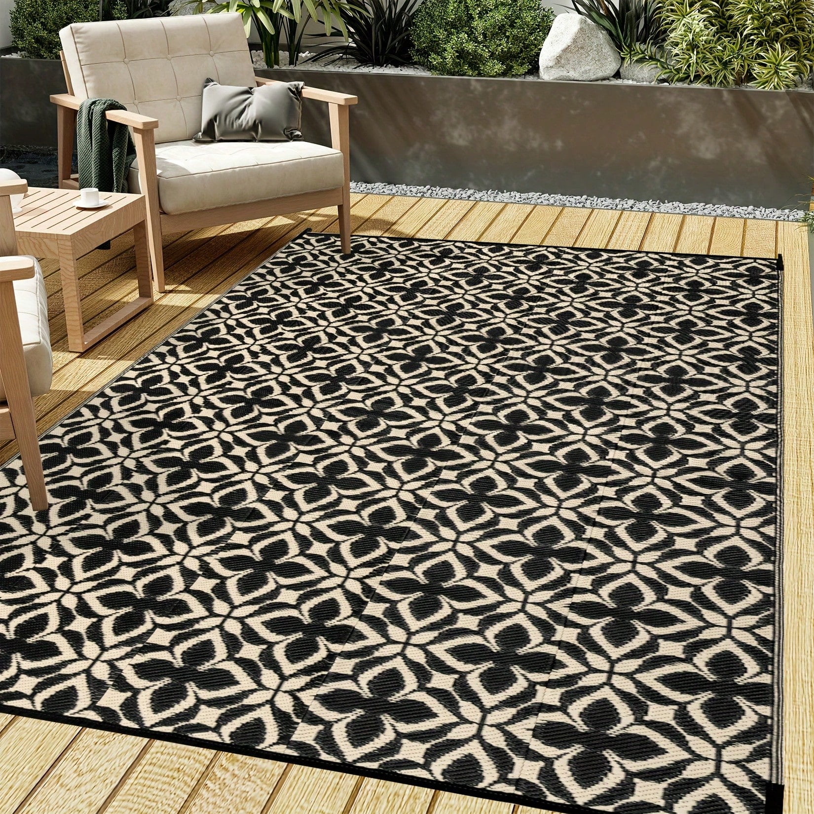 Outdoor Rug 5X8 Waterproof Non-Slip Backing All-Weather Reversible ...