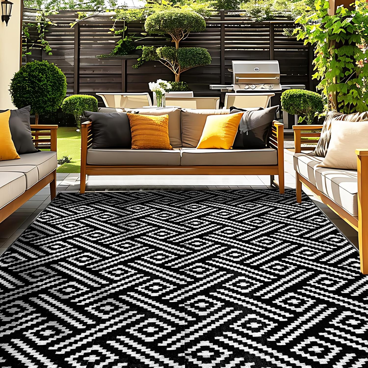 Outdoor Rug 5x8 Ft, Waterproof Outdoor Plastic Straw Rug for Patio ...