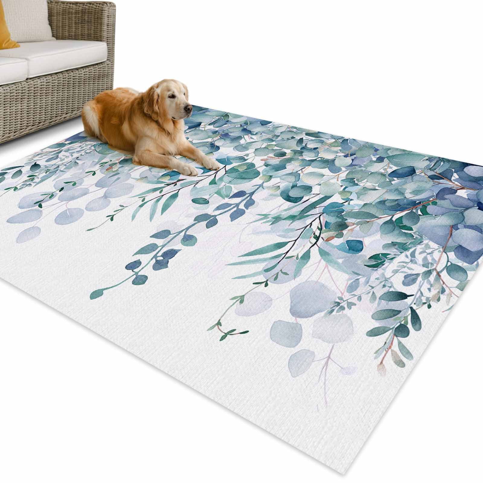 Outdoor Rug 5x8 ft Blue Green Eucalyptus Waterproof Outdoor Patio Rug ...