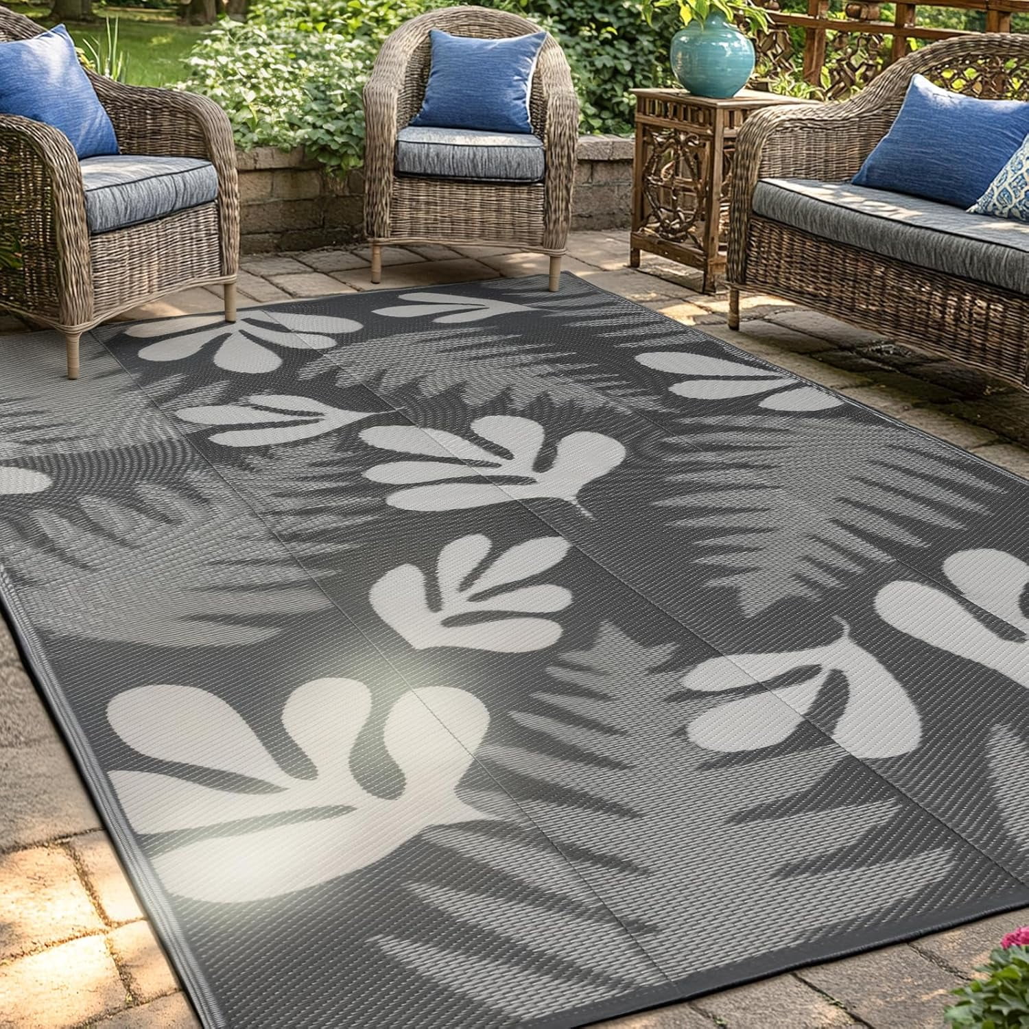 Outdoor Rug, 5x8ft Waterproof Reversible Mat Indoor Outdoor Rugs Carpet ...