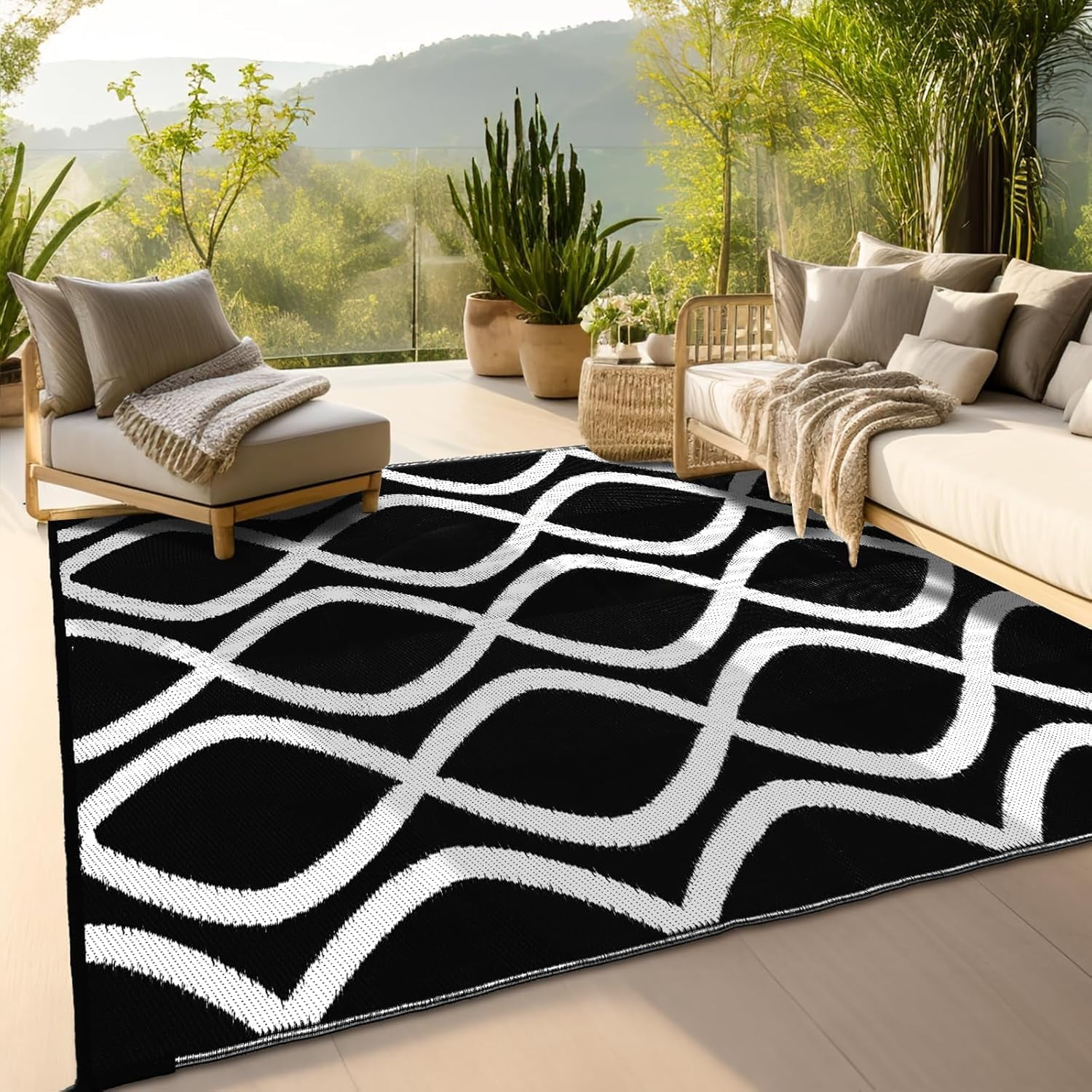Outdoor Rug, 5x8ft Waterproof Reversible Mat Indoor Outdoor Rugs Carpet ...