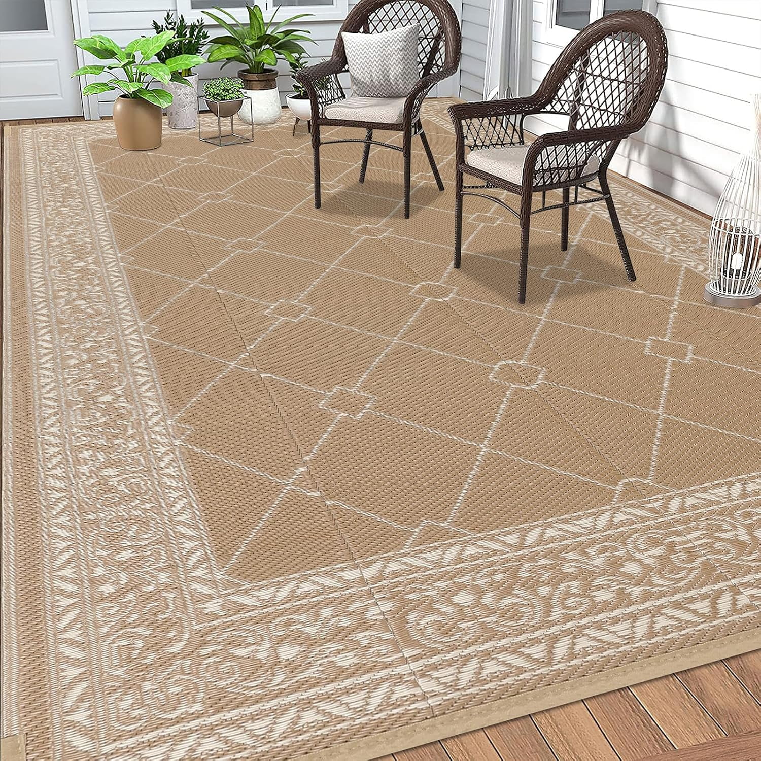 Outdoor Rug 6'x9' for Patios Waterproof Clearance Reversible Patio Mat ...