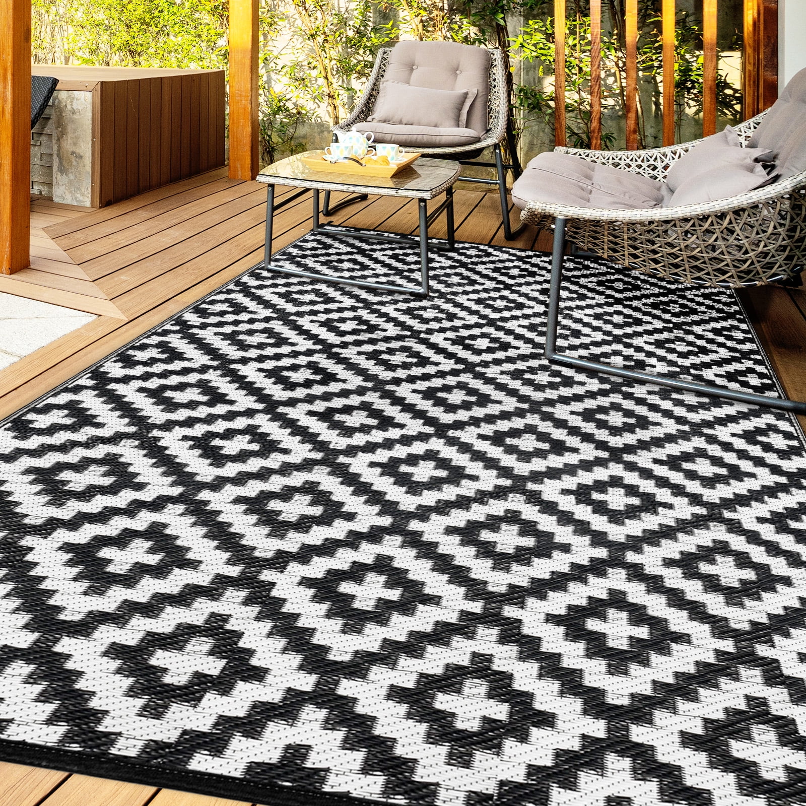 Outdoor Rug 6'x9' Waterproof Outdoor Rug for Patio Beach Garden Picnic ...