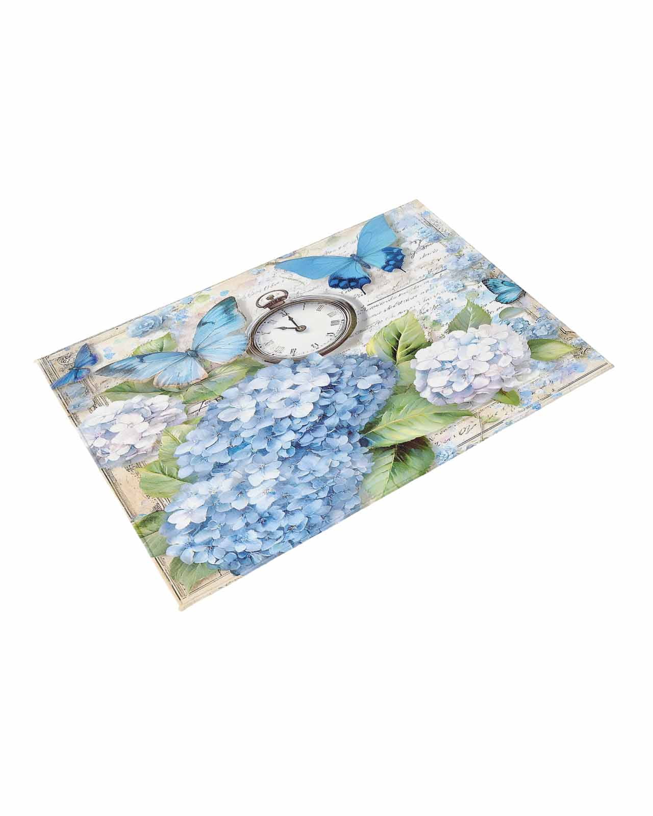 Outdoor Rug 6x9 Feet, Blue Hydrangea Floral Carpet Runner for Party ...