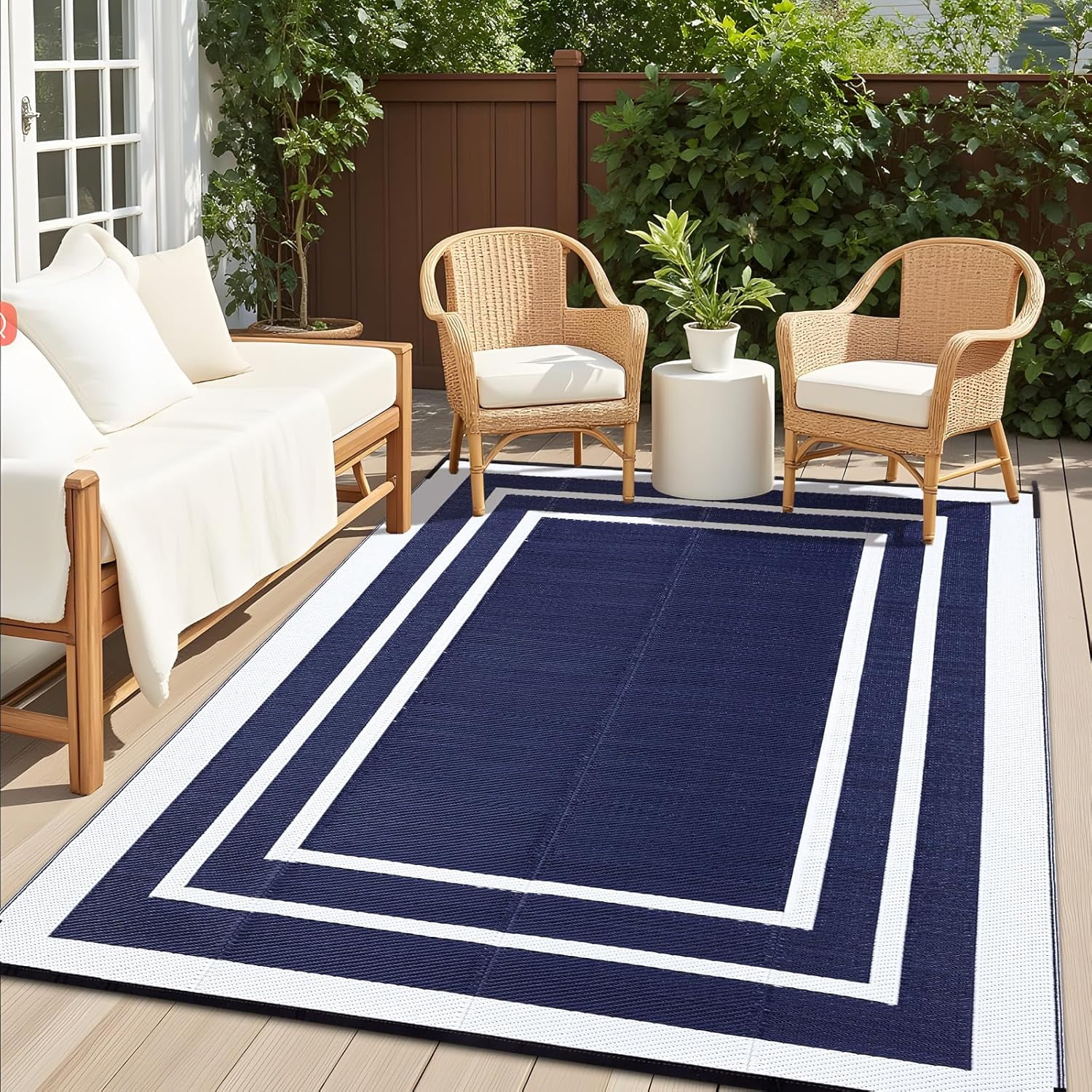 Outdoor Rug 6x9 ft Waterproof, Reversible Outdoor Plastic Straw Rug, RV ...
