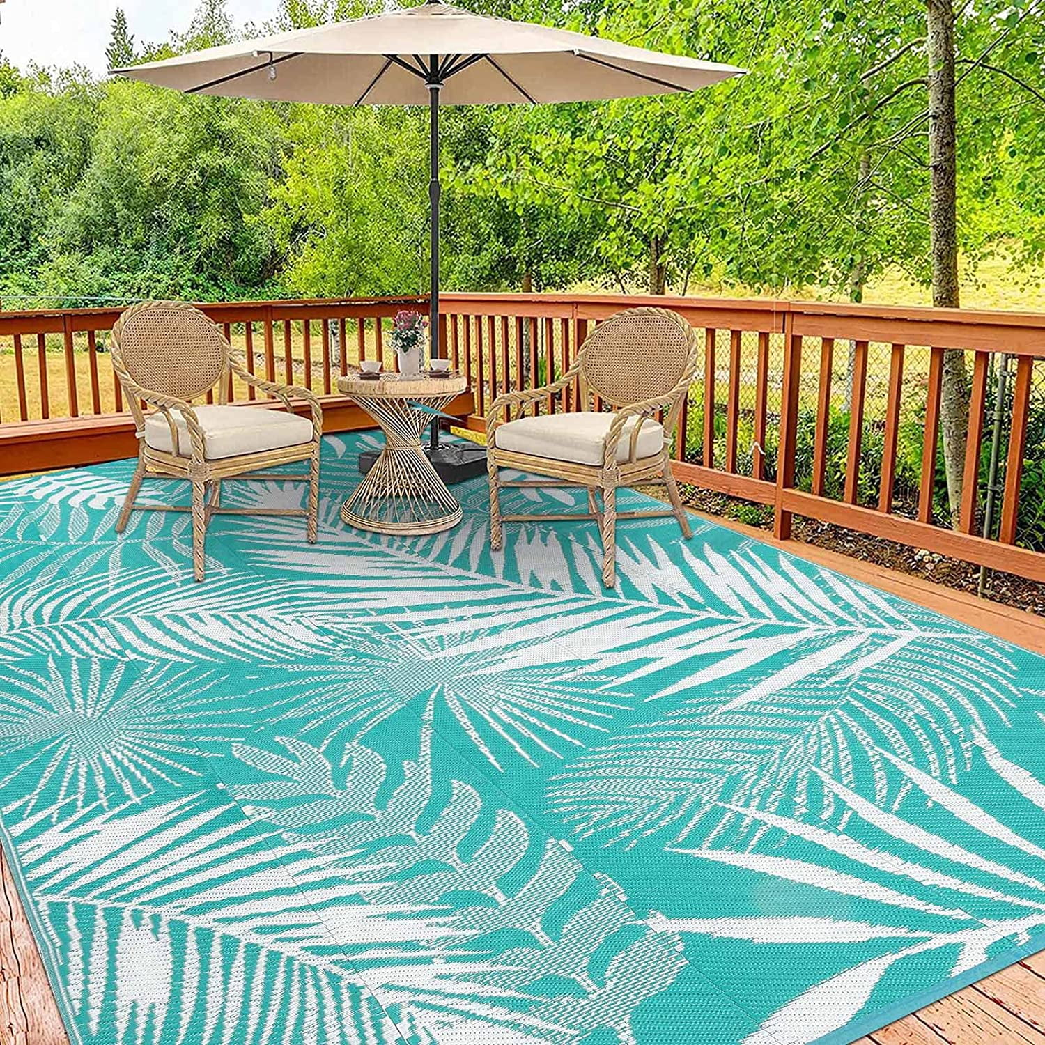 Outdoor Rug 6x9Ft Waterproof for Patios Clearance, Reversible Plastic ...