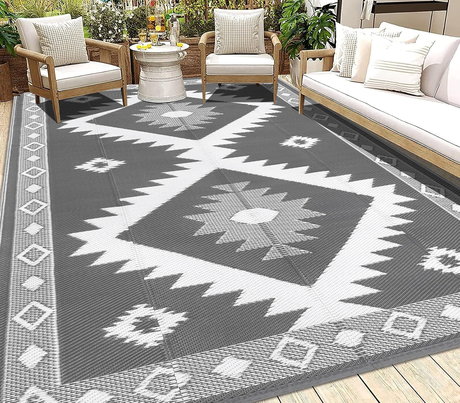 Outdoor Rug 8'x10' Waterproof for Patios Clearance, Reversible Plastic ...