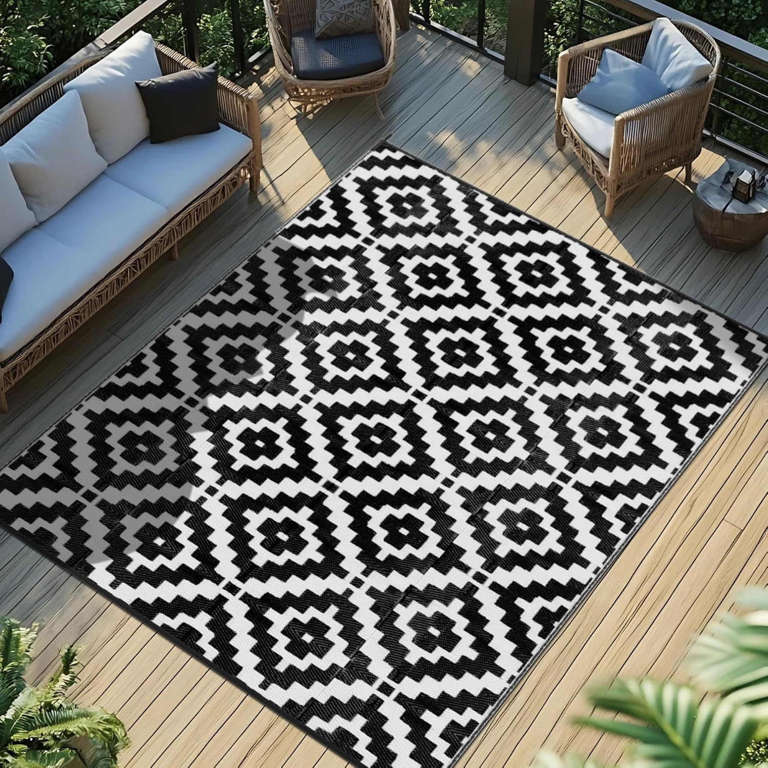 Outdoor Rug 8x10 ft Waterproof Reversible Patio Plastic Straw Rugs for ...