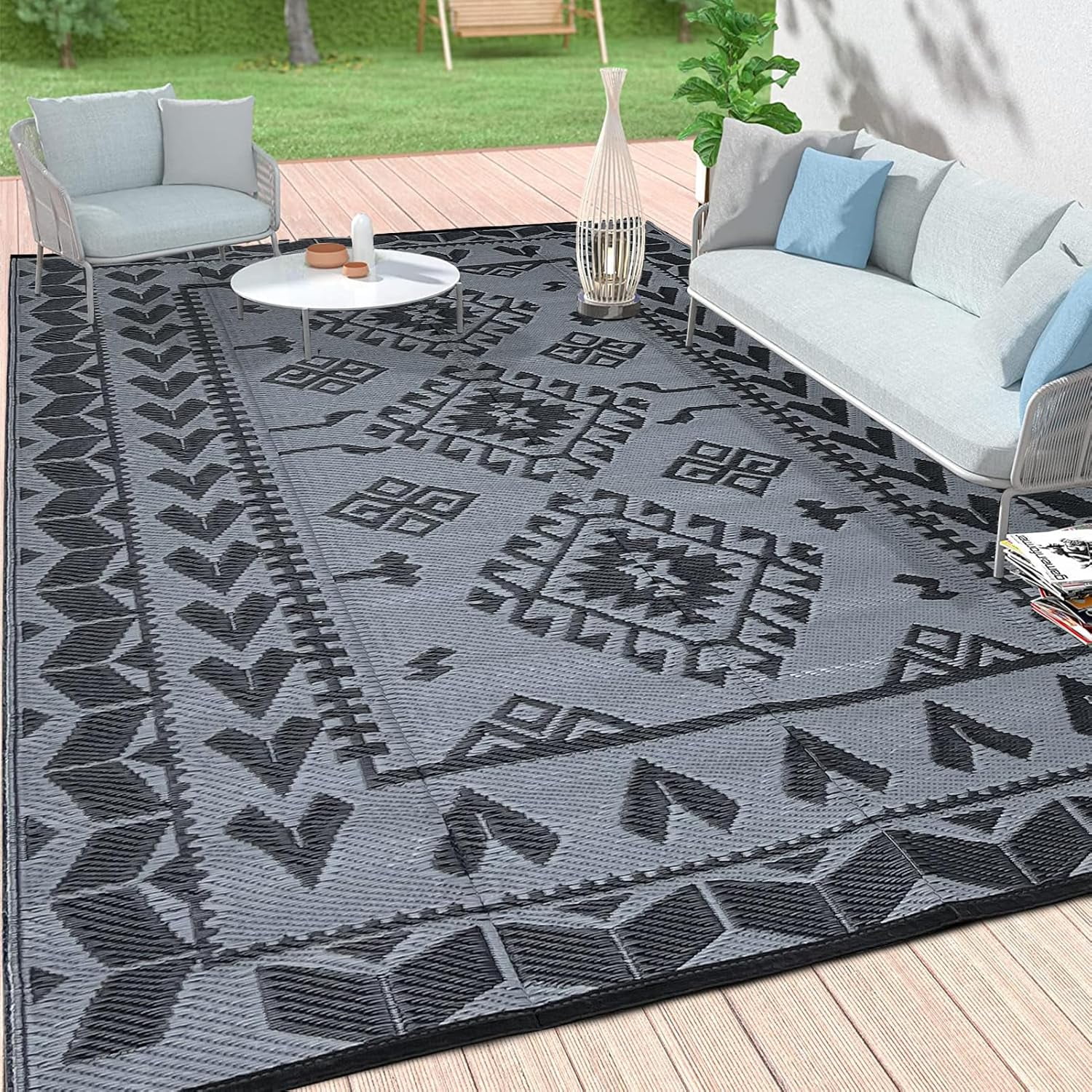 Outdoor Rug 9’x12’ for Patios Clearance Waterproof Carpet Large RV Rug ...