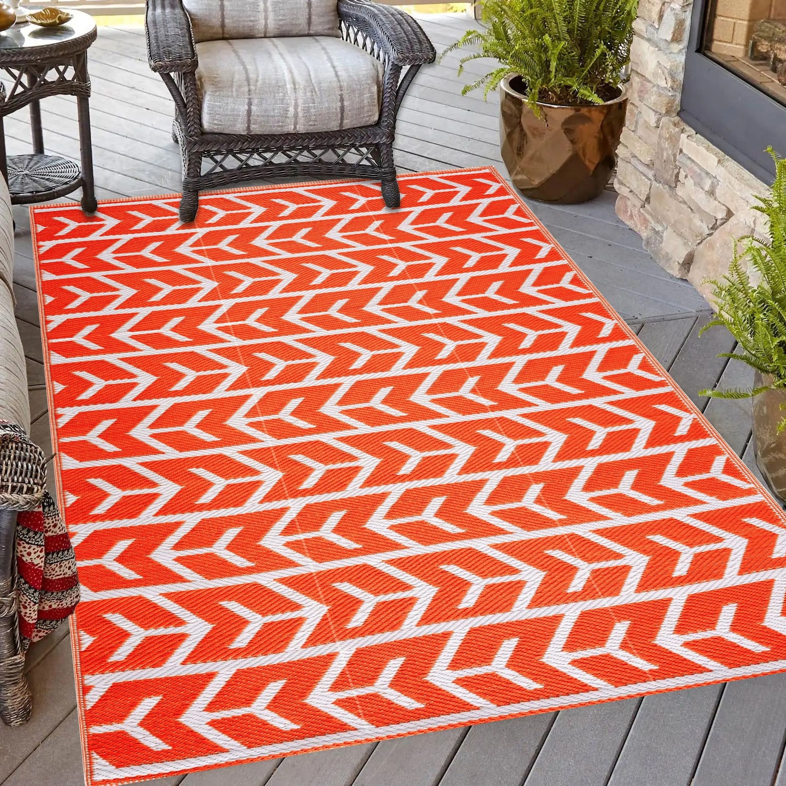 Outdoor Rug - Folded Design - Recycled Plastic Mat for Patio, Camping ...