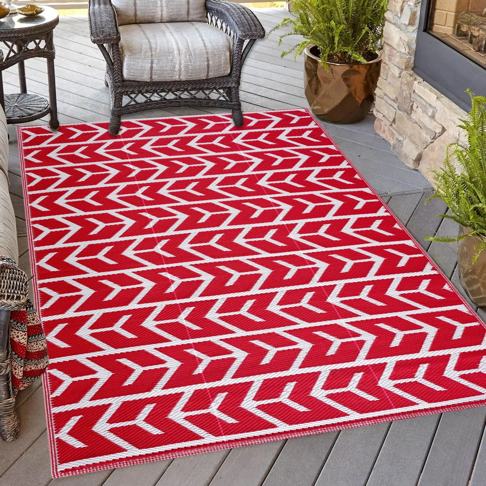 Outdoor Rug - Folded Design - Recycled Plastic Mat for Patio, Camping ...