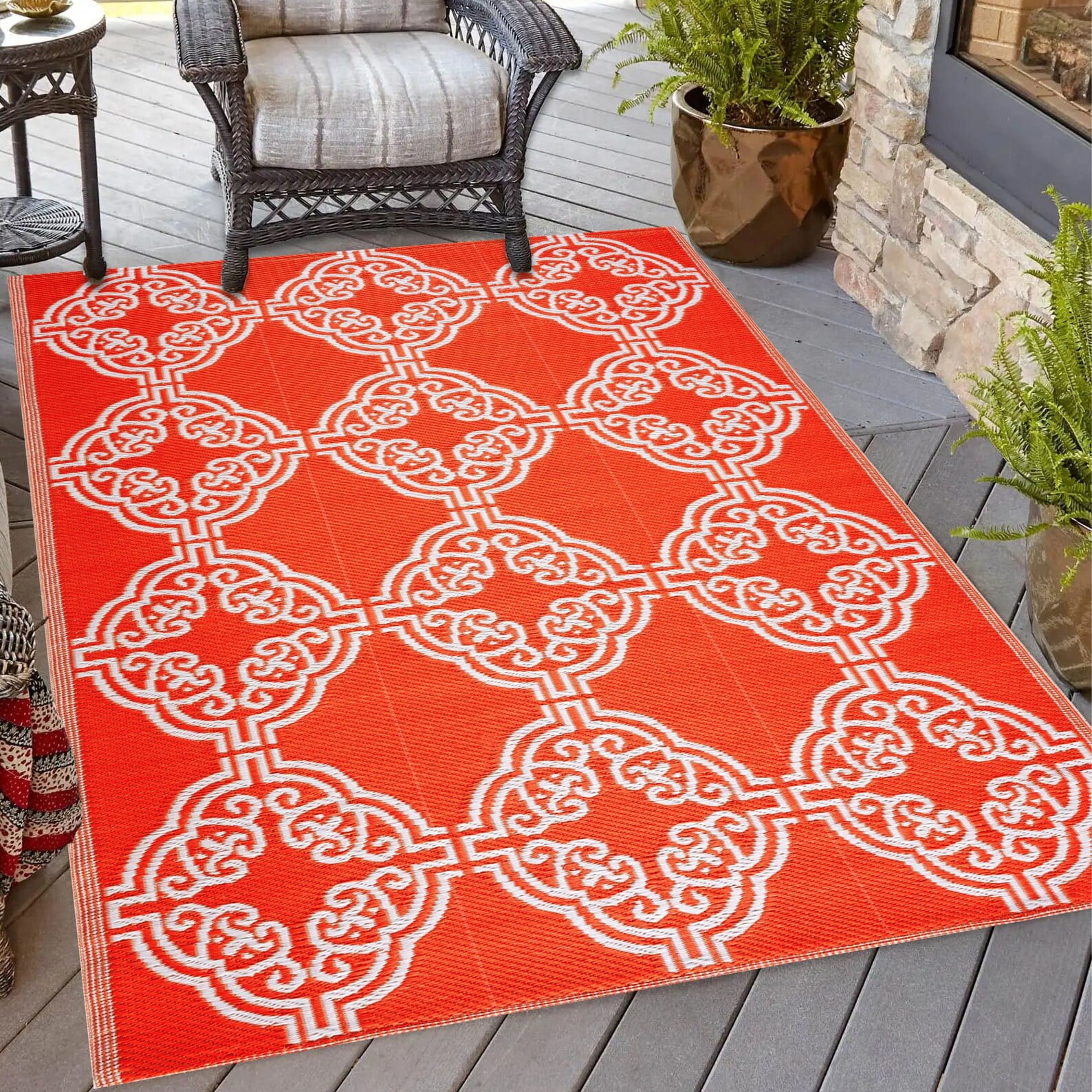Outdoor Rug - Folded Design - Recycled Plastic Mat for Patio, Camping ...