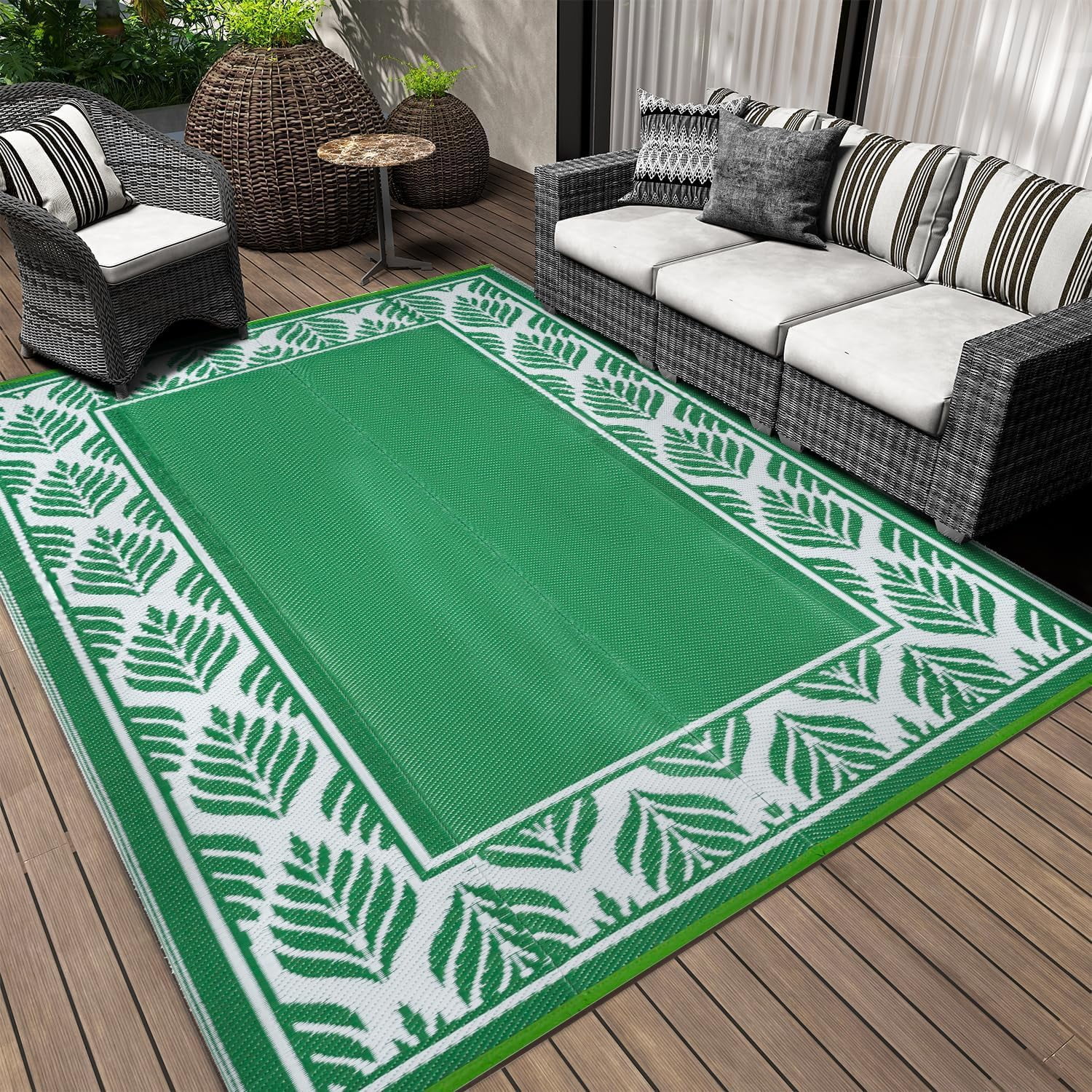 Outdoor Rug Mats, Large Waterproof Area Rug, Reversible Portable ...