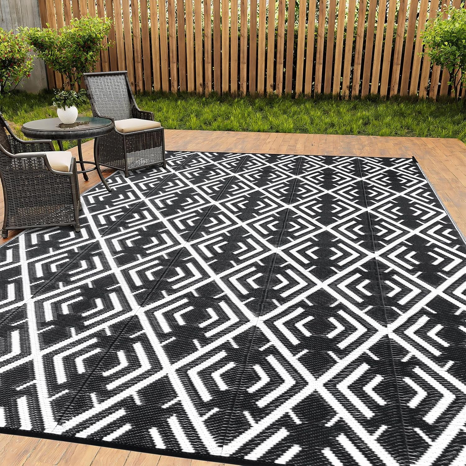 Outdoor Rug Mats, Large Waterproof Area Rug, Reversible Portable ...