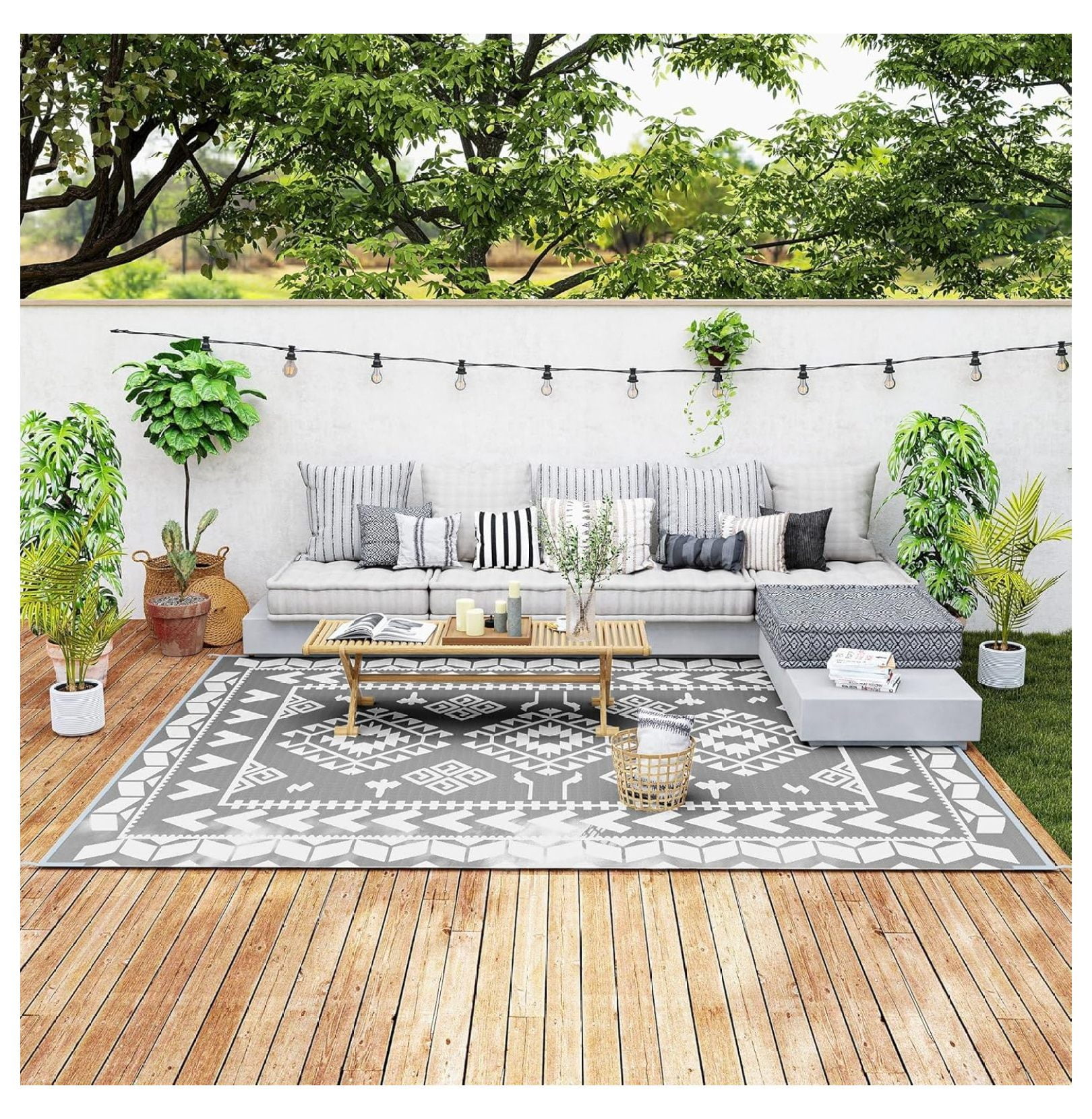 Outdoor Rug for Patio, 9' x 12' Waterproof Large Mat, Reversible ...