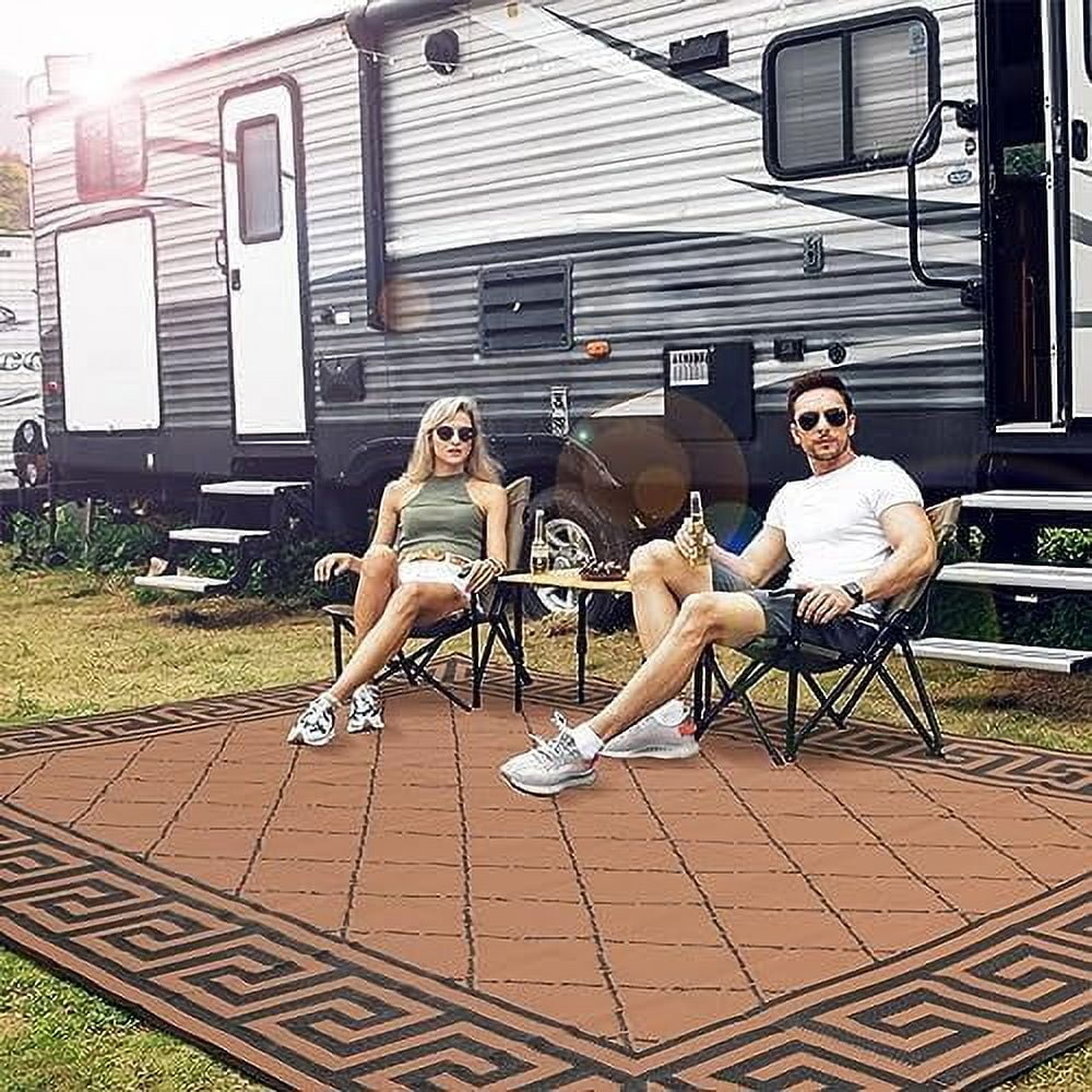 Outdoor Rug for Patio, 9x12 FT Large Reversible RV Camping Rug, Plastic ...