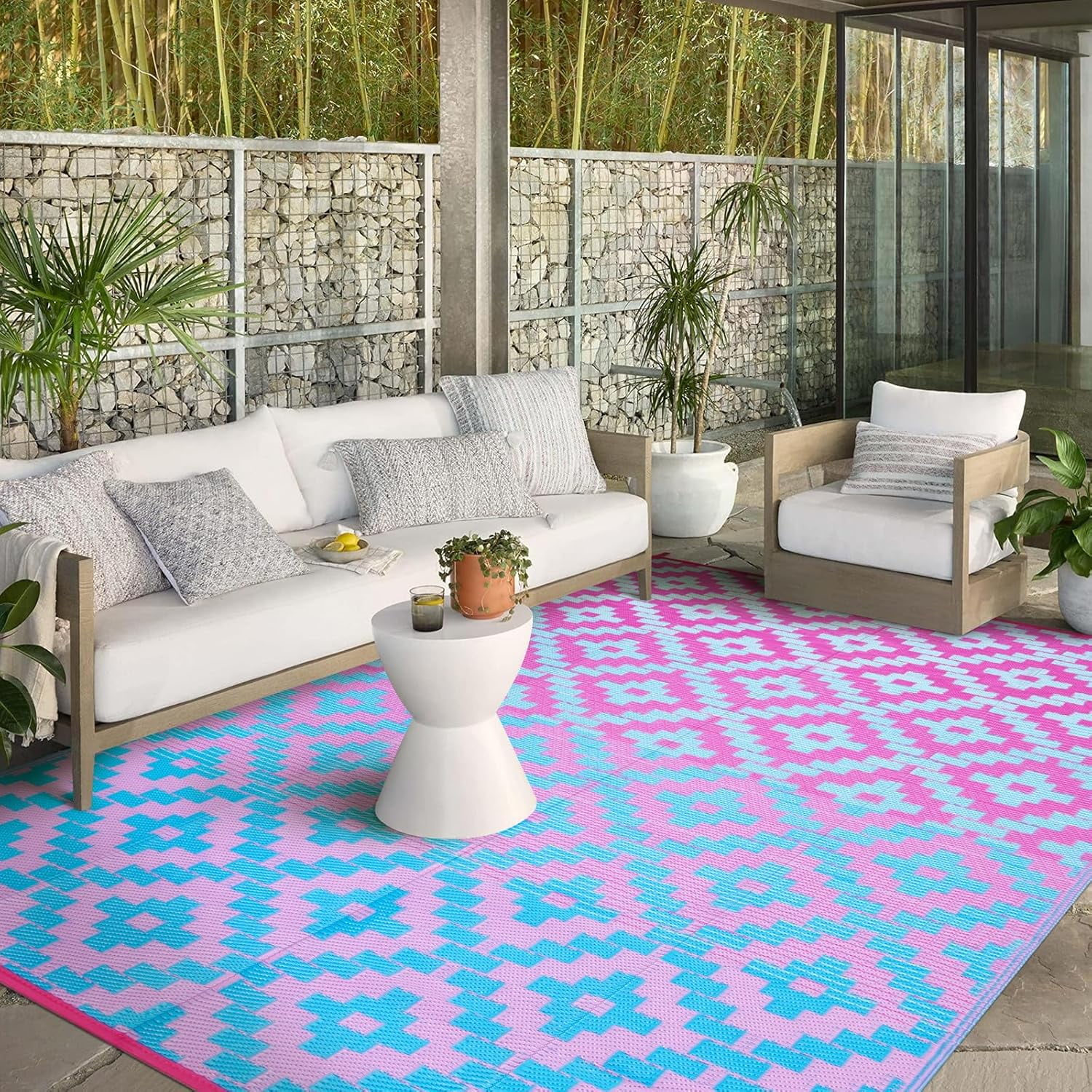 Outdoor Rug for Patio Clearance, 9x12 Waterproof Reversible Plastic ...