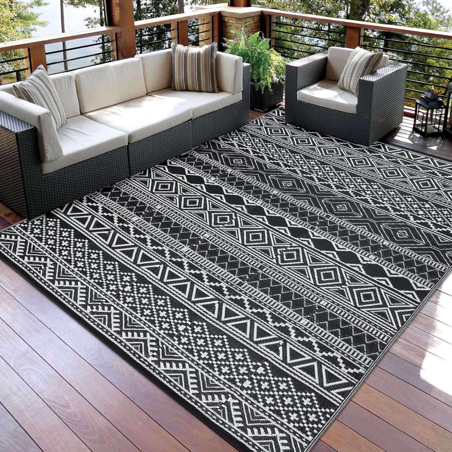 Outdoor Rug,Reversible Boho Camping Rug,Waterproof Plastic Rug for ...
