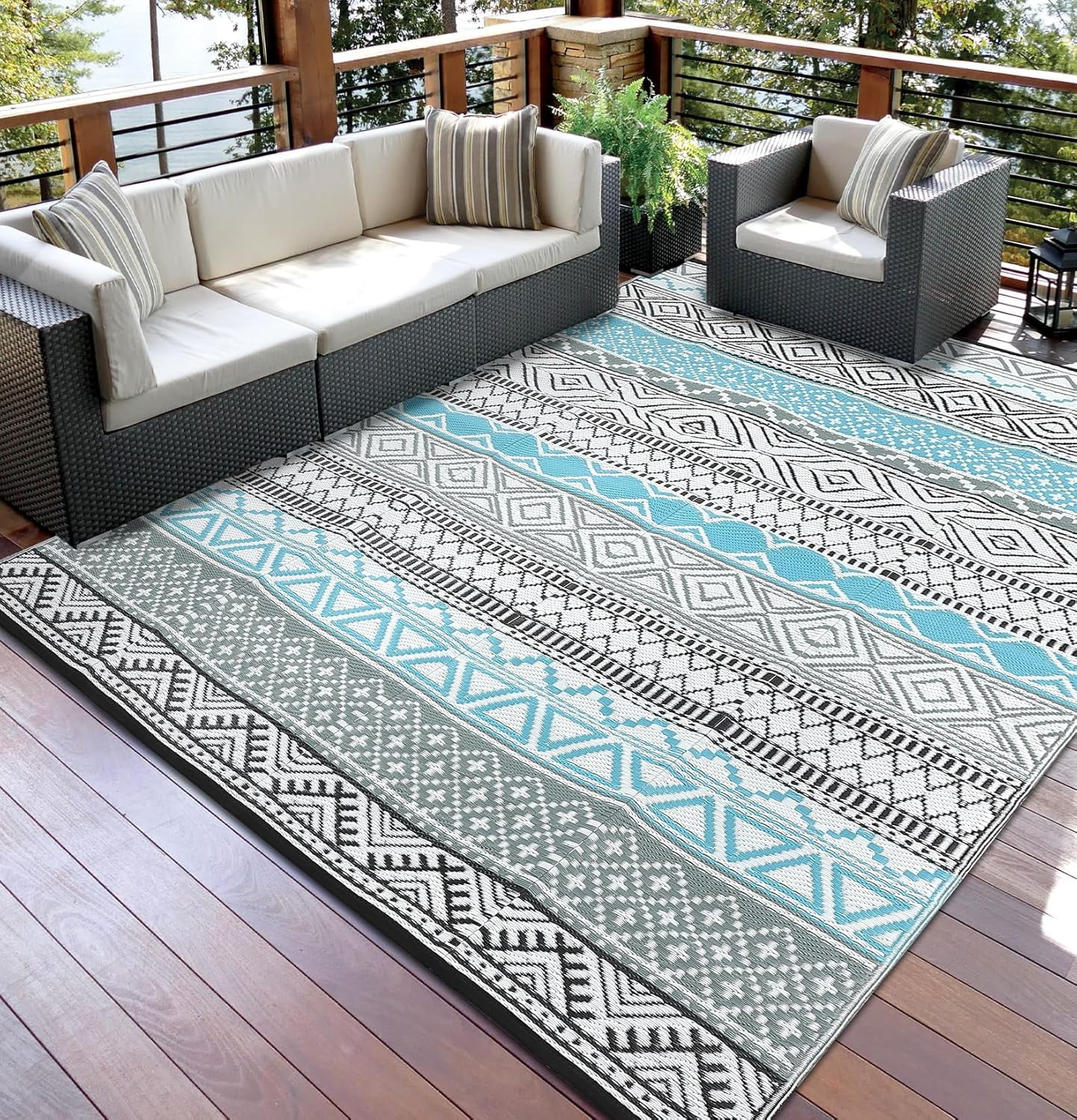 Outdoor Rug,Reversible Boho Camping Rug,Waterproof Plastic Rug for ...