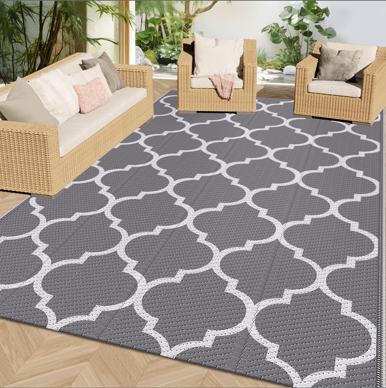 Outdoor Rug Reversible Plastic Straw Camping Mats, Patio Rug ...