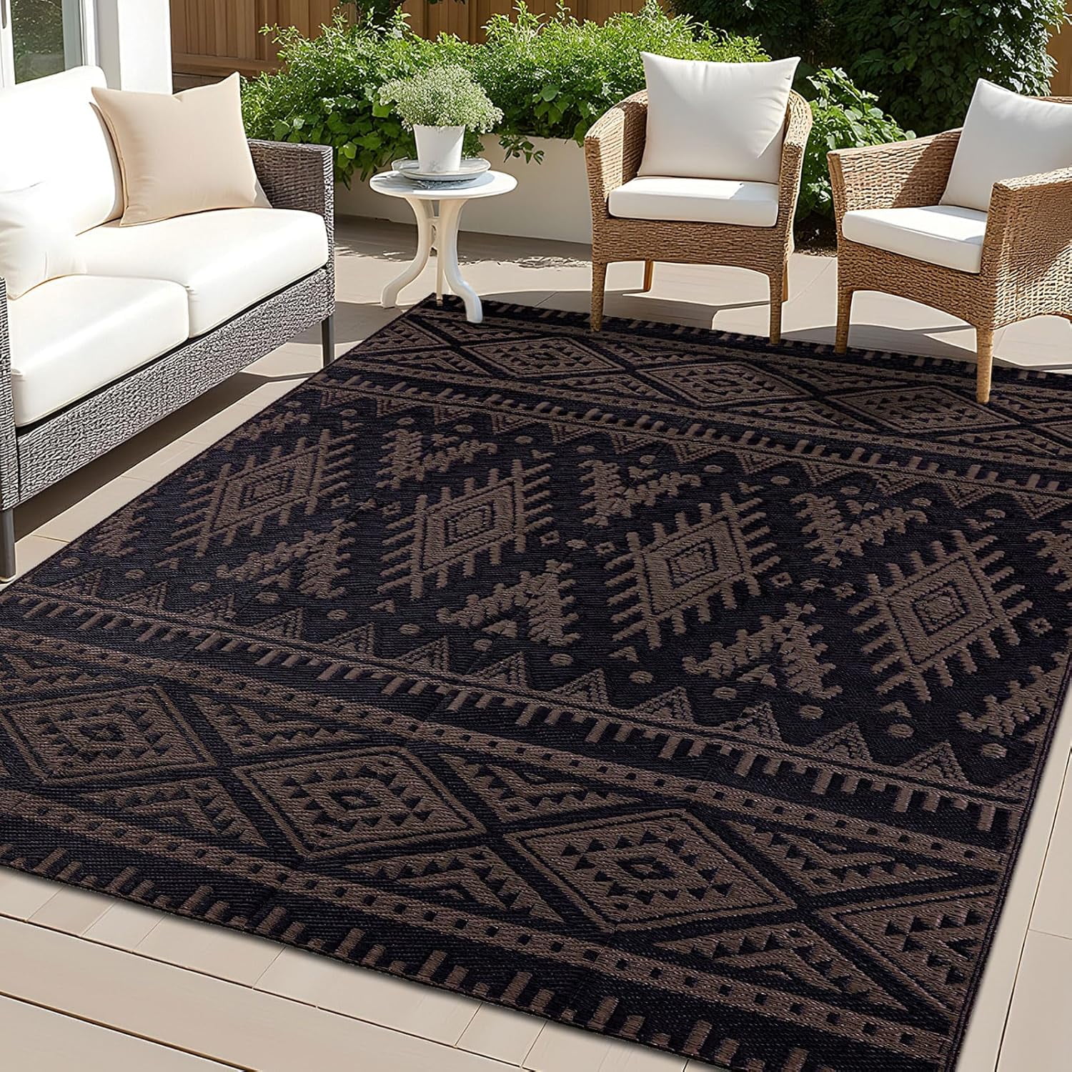 Outdoor Rug Waterproof 4x6 ft, Reversible Outdoor Plastic Straw Rug ...
