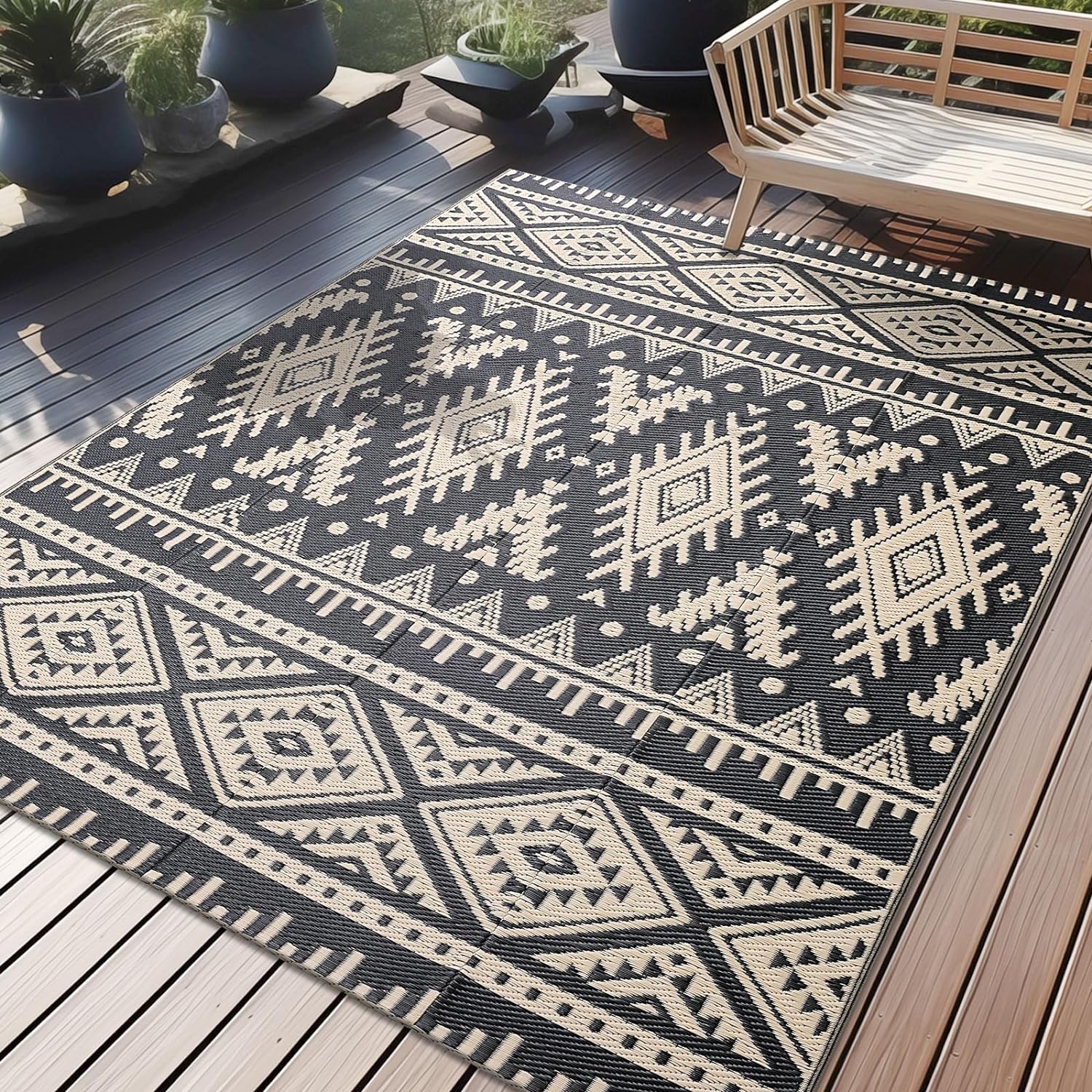Outdoor Rug Waterproof 5x8 ft, Reversible Outdoor Plastic Straw Rug ...