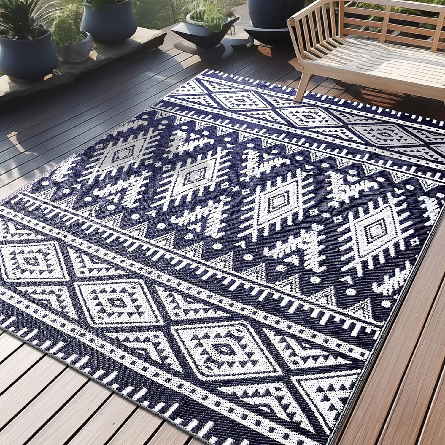Outdoor Rug Waterproof 5x8 ft, Reversible Outdoor Plastic Straw Rug ...