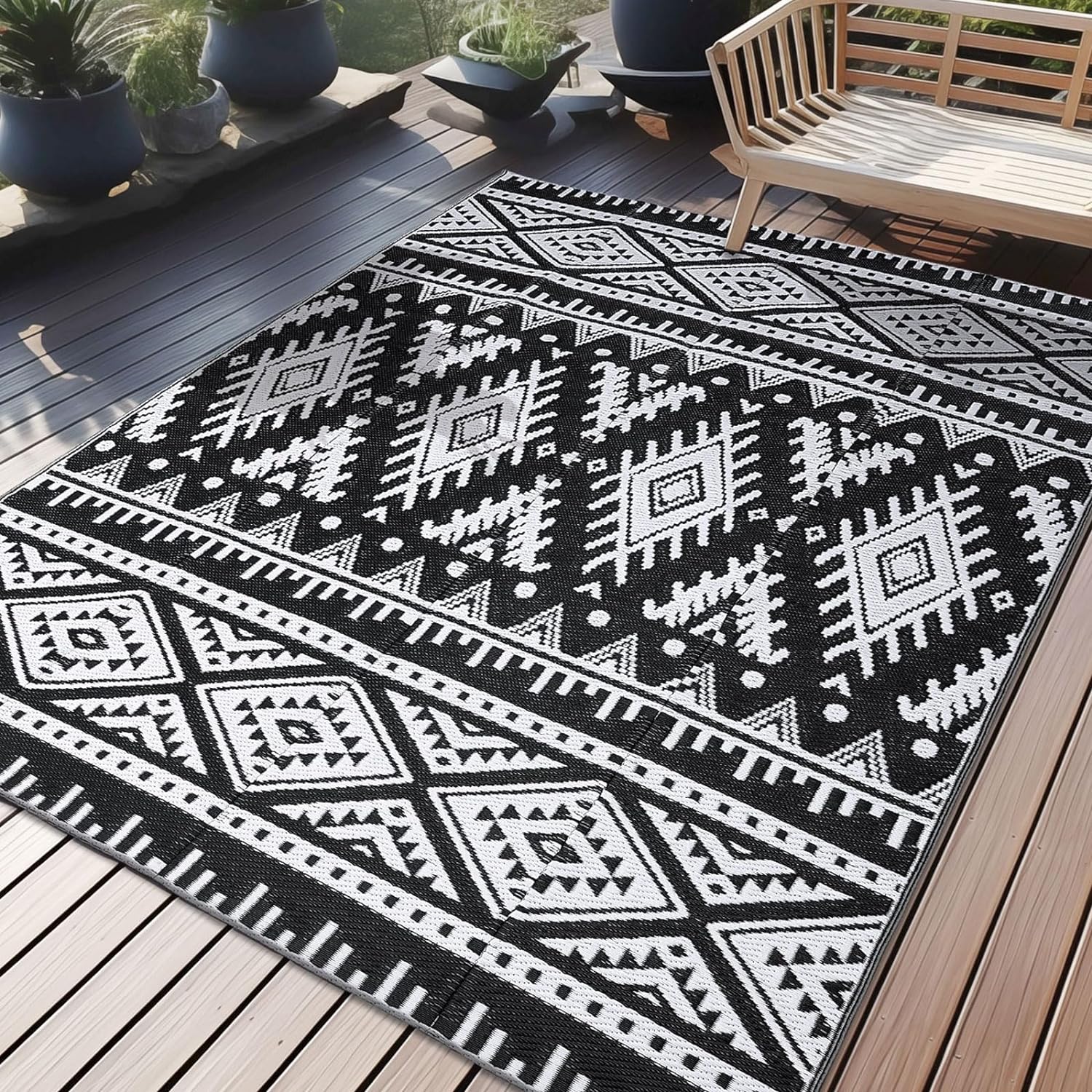 Outdoor Rug Waterproof 5x8 ft, Reversible Outdoor Plastic Straw Rug ...