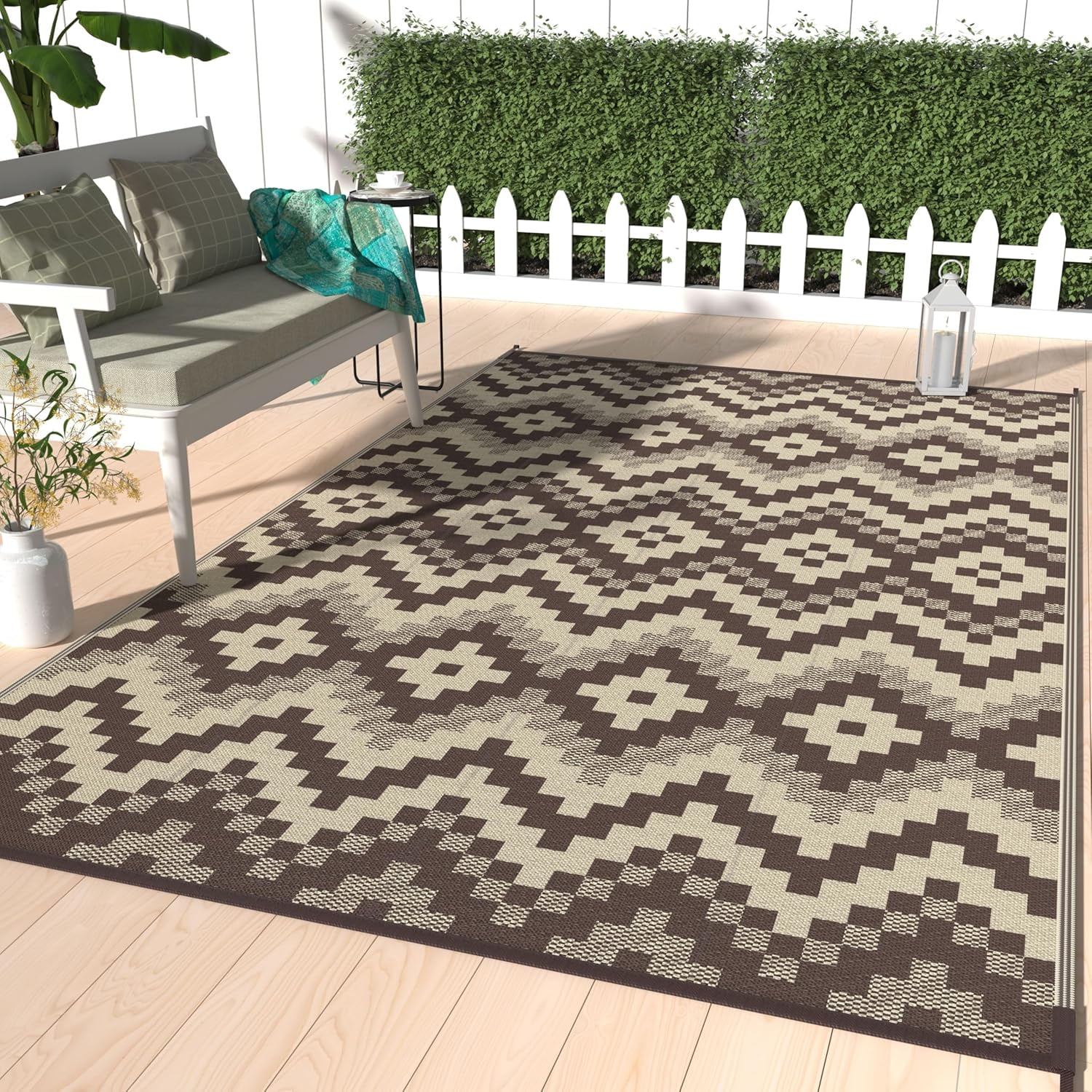 Outdoor Rug Waterproof 9x12 ft, Lightweight Plastic Straw Rugs, Outside ...