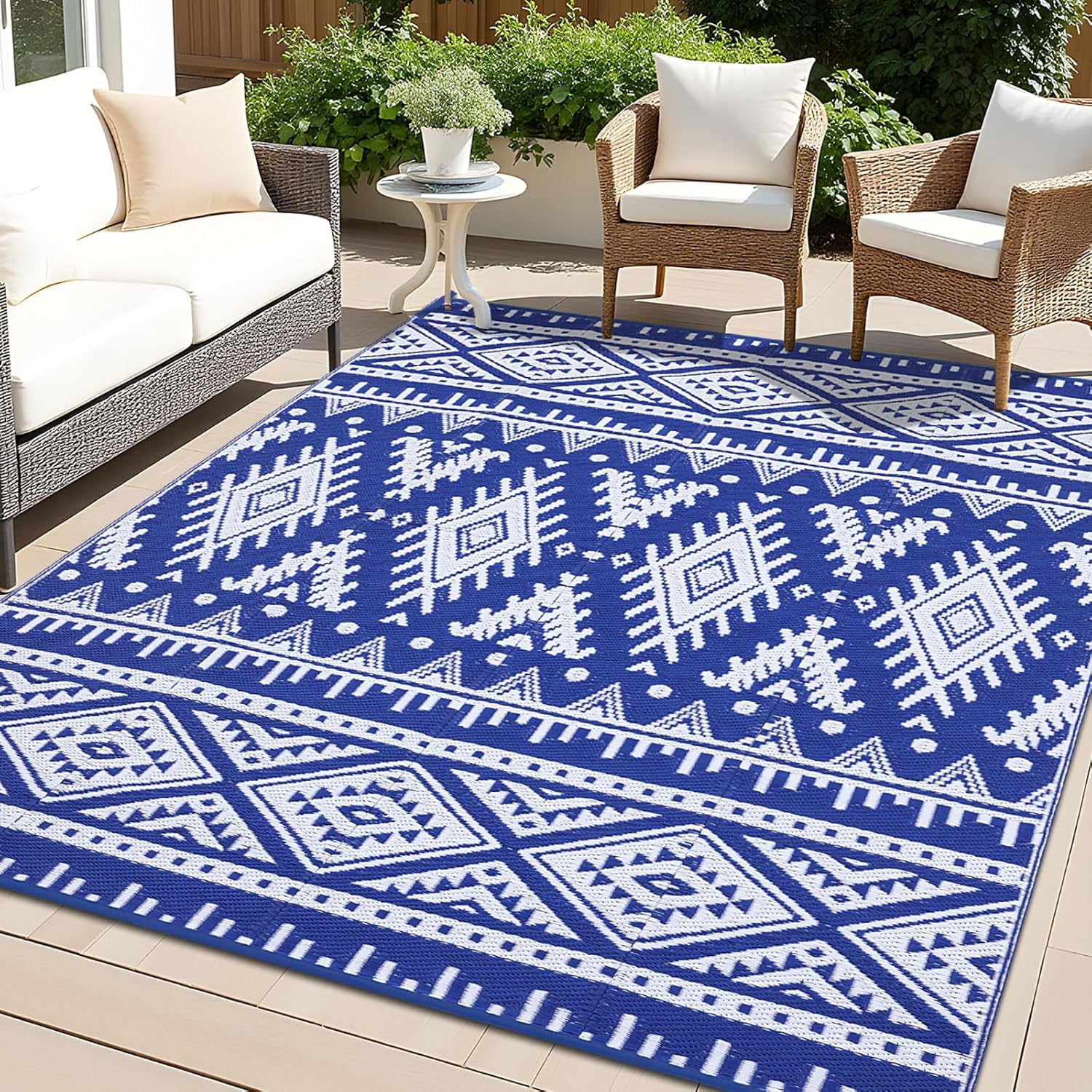 Outdoor Rug Waterproof 9x12 ft, Reversible Outdoor Plastic Straw Rug ...