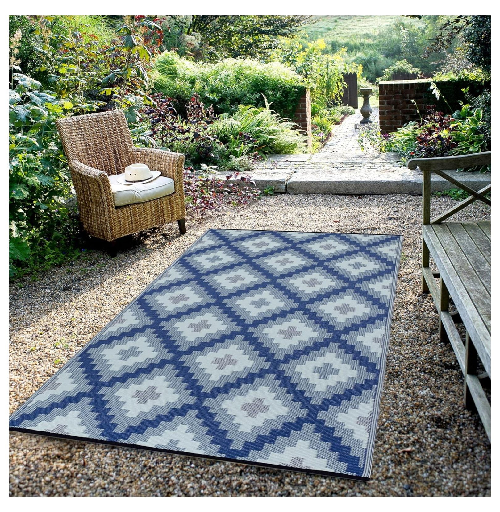 Outdoor Rug - Waterproof, Fade Resistant, Reversible - Premium Recycled ...