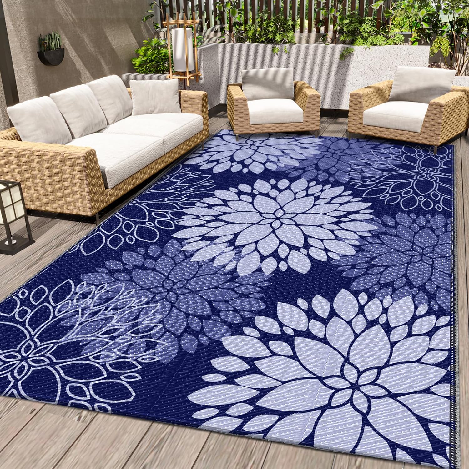 Outdoor Rug Waterproof Outdoor Plastic Straw Rug Reversible Patio Rug ...