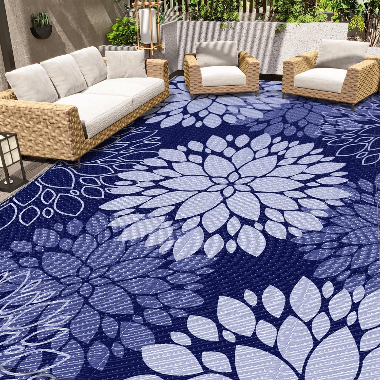 Outdoor Rug Waterproof Outdoor Plastic Straw Rug Reversible Patio Rug ...