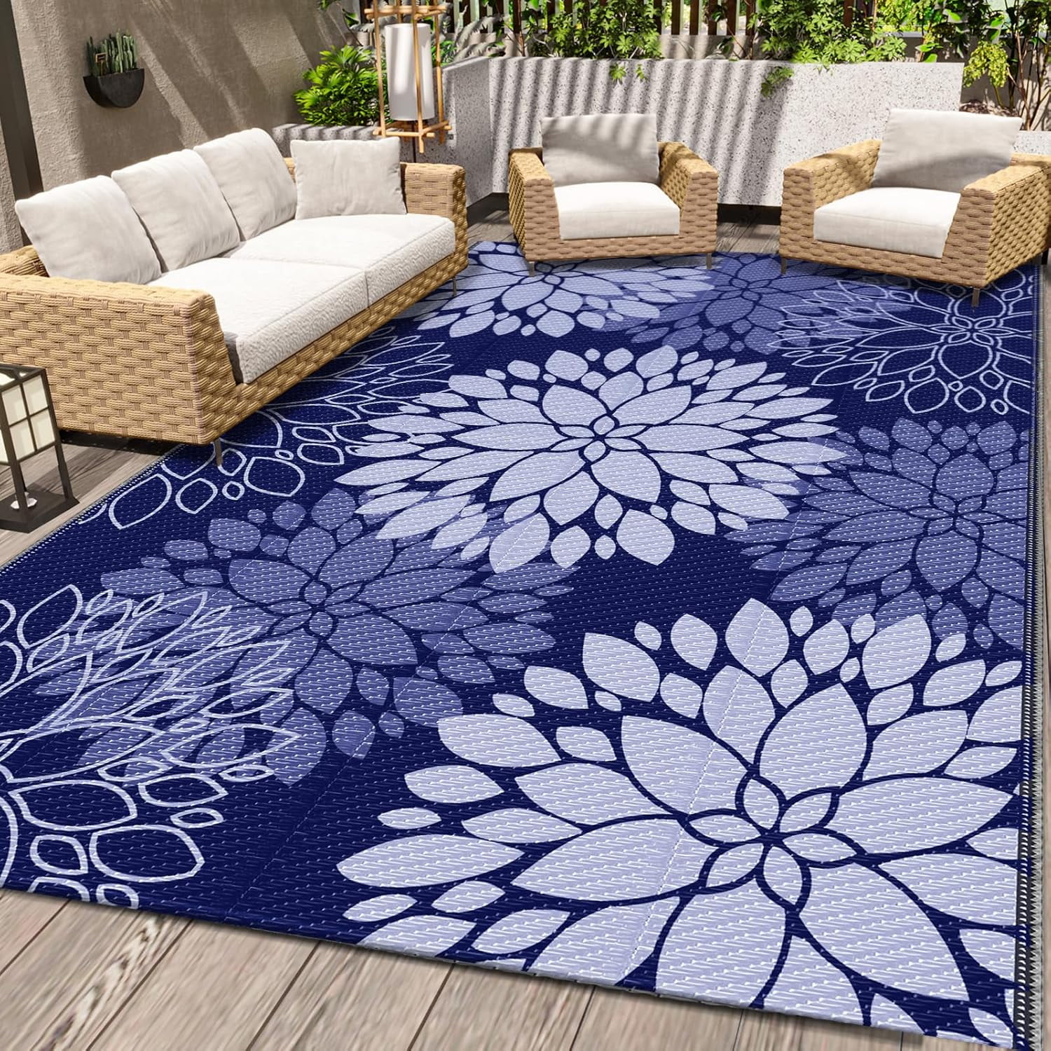Outdoor Rug Waterproof Outdoor Plastic Straw Rug Reversible Patio Rug ...