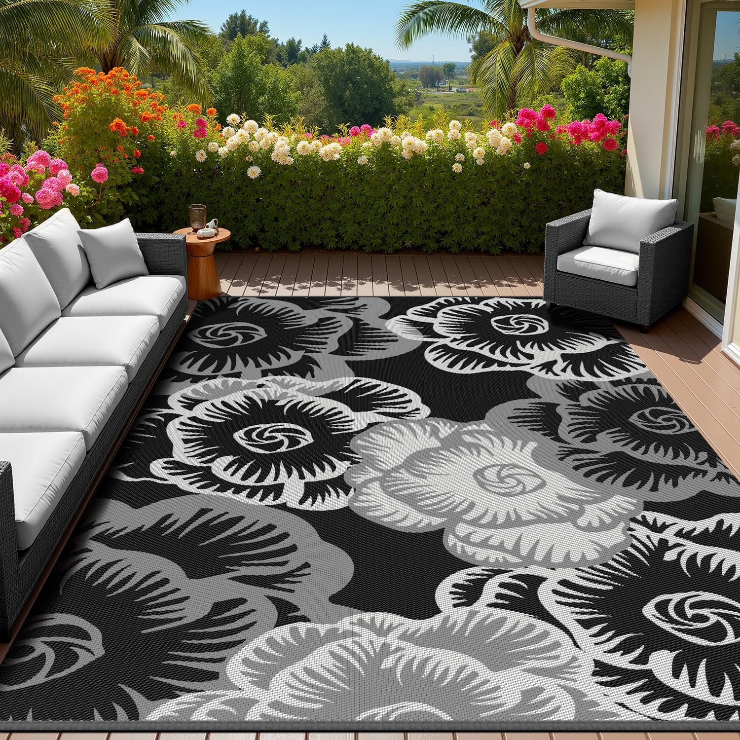 Outdoor Rug-Waterproof Patio Rug Mat 5x8 ft Outdoor Carpet Mat ...