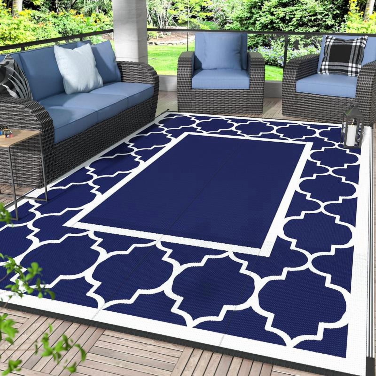 Waterproof Reversible Plastic Straw Outdoor Rug Large Area Mat for ...