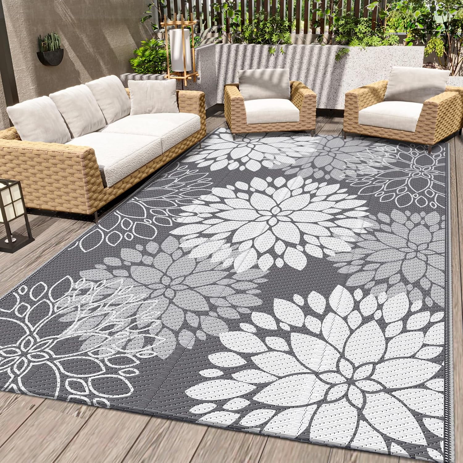 Outdoor Rug Waterproof Outdoor Plastic Straw Rug Reversible Patio Rug ...